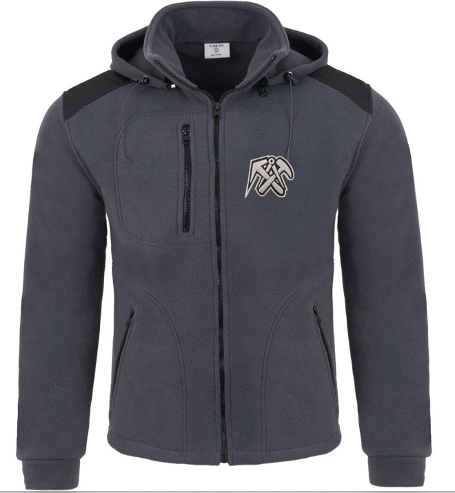 Polar z kapturem FLRA 340 SZARY Z LOGO DEKARZA haft